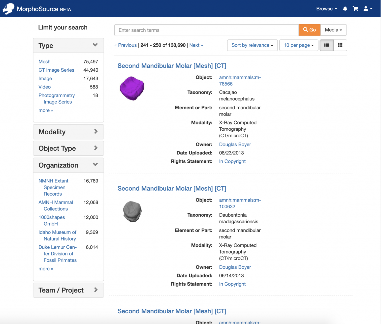 A Preview of MorphoSource 2 Beta - Bitstreams: The Digital Collections Blog