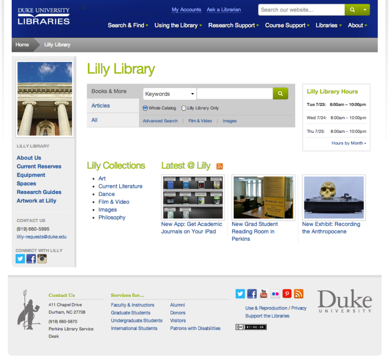 Website Redesign Portal Mockups - Duke University Libraries Blogs